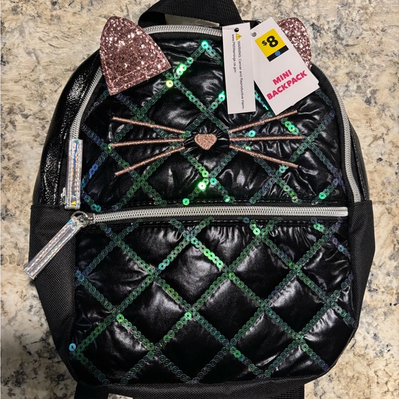 Accessories | Sequin Cat Ears Mini Backpack Black And Green | Poshmark